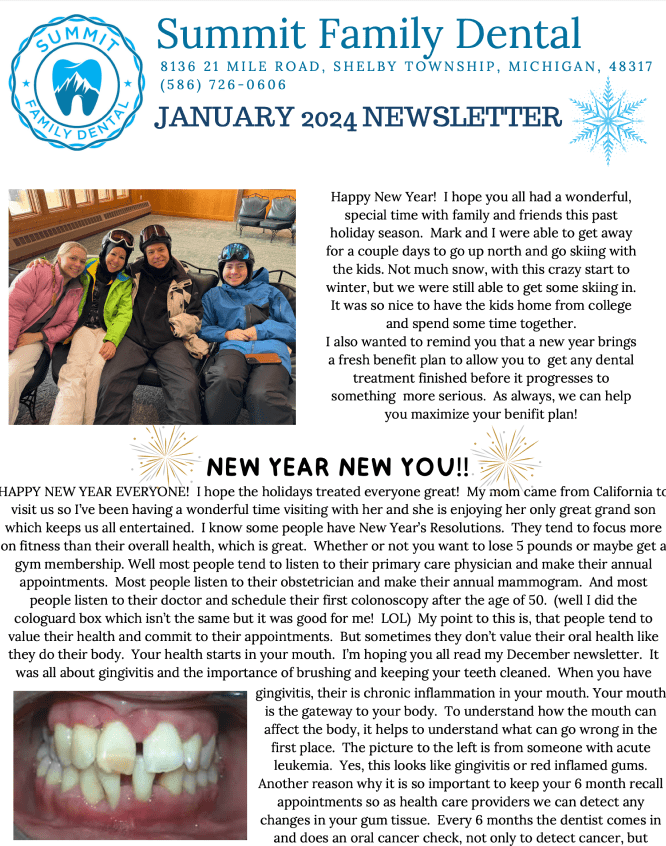 Monthly Newsletters - Summit Family Dental